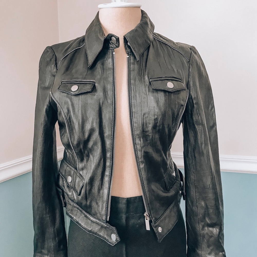 Bebe Leather Biker Style Jacket - Gem
